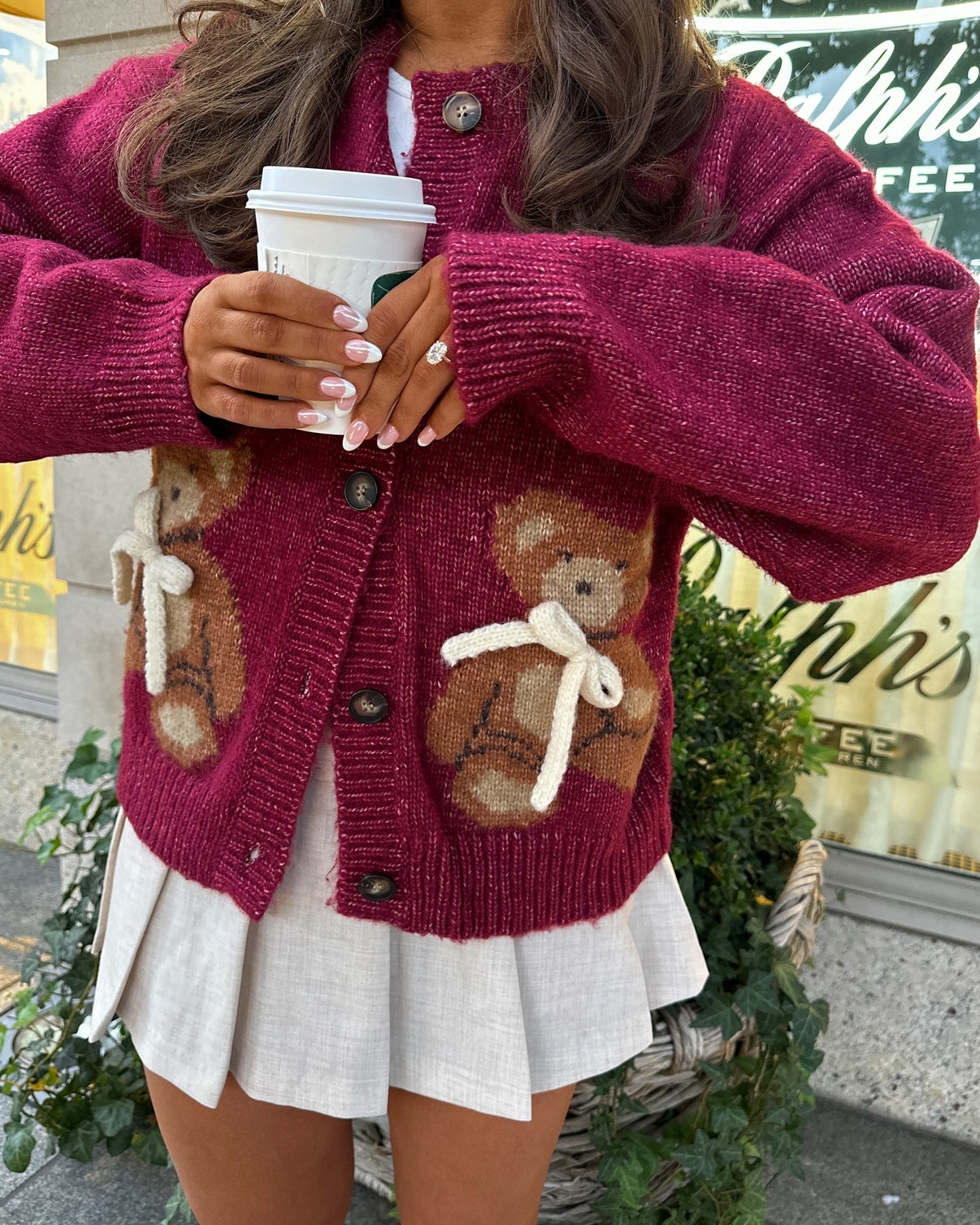 Teddy Bear Cardigan (Burgundy) 🧸 LIMITED EDITION in stock ...